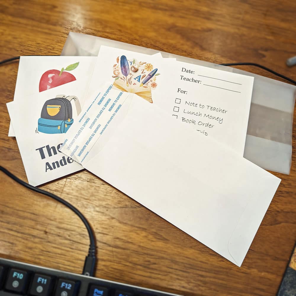 Personalized School Envelopes (dozen) - Reusables And More